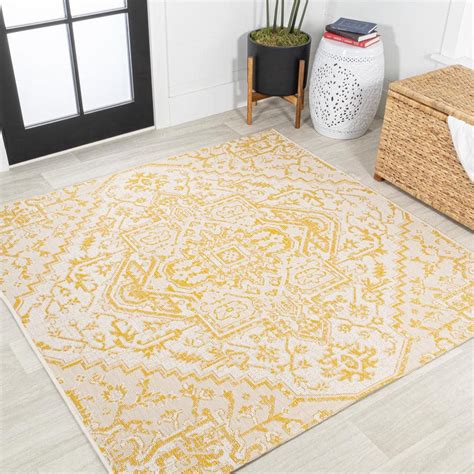 Jonathan Y Estrella Bohemian Medallion Textured Weave Creamyellow 5 Ft