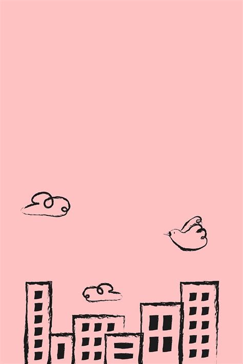 Pink Buildings Background Doodle Border Free Photo Rawpixel