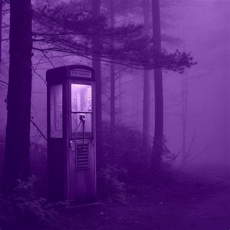 Phone Booth In A Foggy Forest Manzara