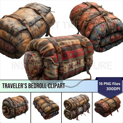 Rolled Travel Sleeping Bag Clipart Bushcraft Bedroll For Diy Projects