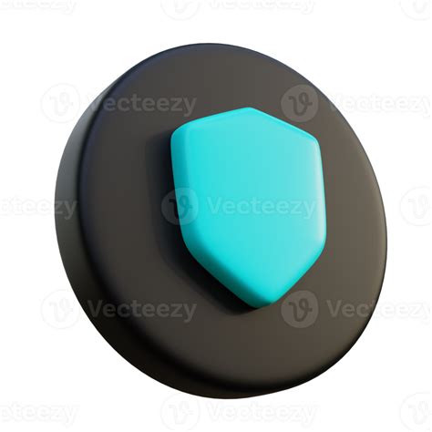 Shield 3d Icon On Black Circle 29752626 Png