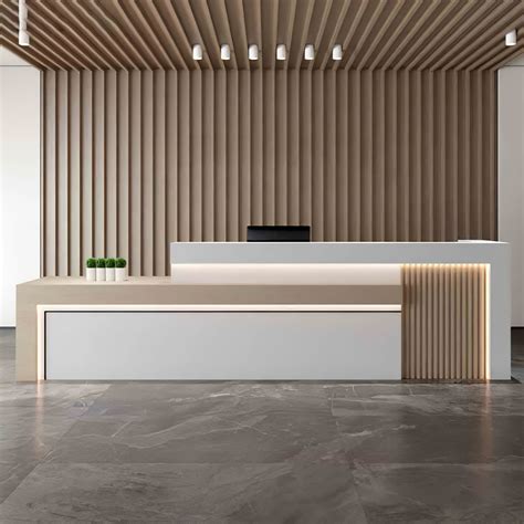 Customizable Office Front Desk Reception Desk Unique Striped Design