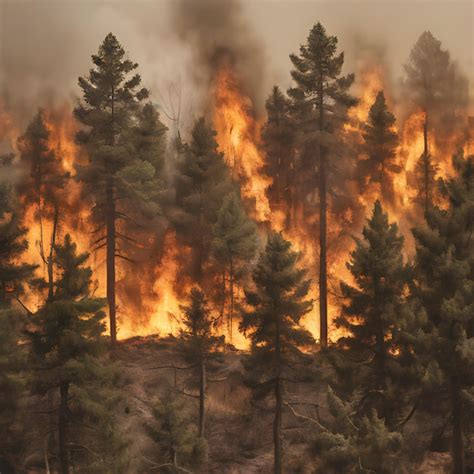 Premium Photo A Forest With Pine Trees And A Forest Fire In The