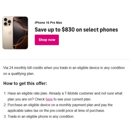 T Mobile 830 On Select Phones Trade In Any Condition On 24 Month Eip