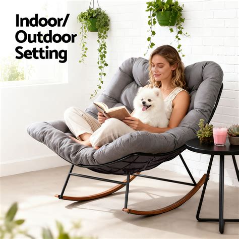Gardeon Outdoor Rocking Chair Furniture Papasan Recliner Garden Patio