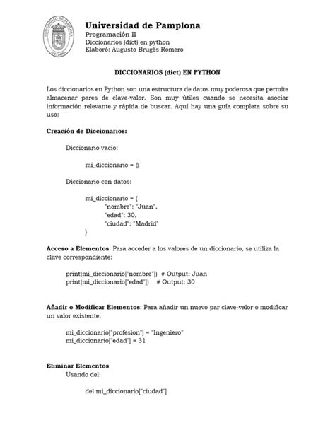 Diccionarios Pdf Python Lenguaje De Programación Ingeniería De Software