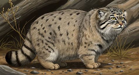 Illustration Of A Pallas S Cat Otocolobus Manul Characterized By