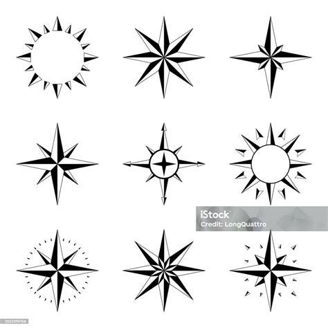 Compass Solid Set Stock Illustration Download Image Now Abstract