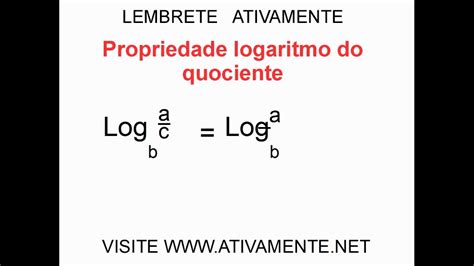 Propriedade Logaritmo Do Quociente Youtube