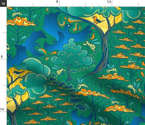 Birds Bees Flowers Trees Fabric Spoonflower