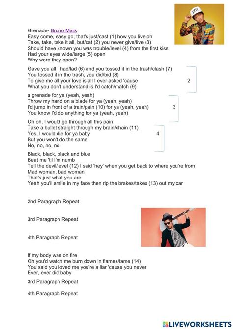 Bruno Mars Grenade Lyrics