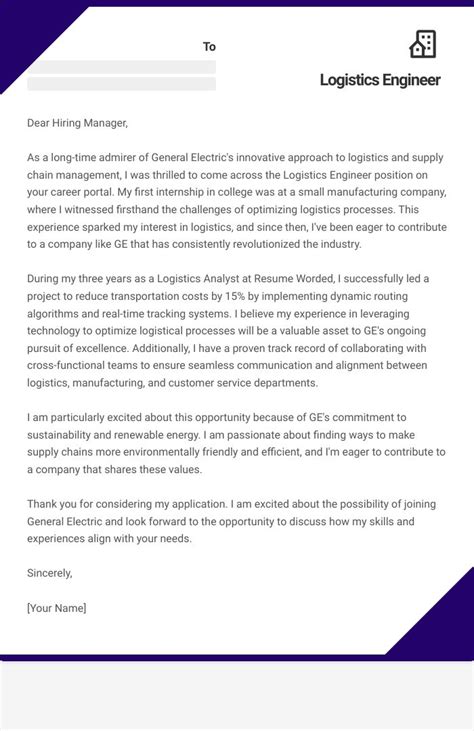 13 Logistics Engineer Cover Letter Examples Plus Recruiter Insights