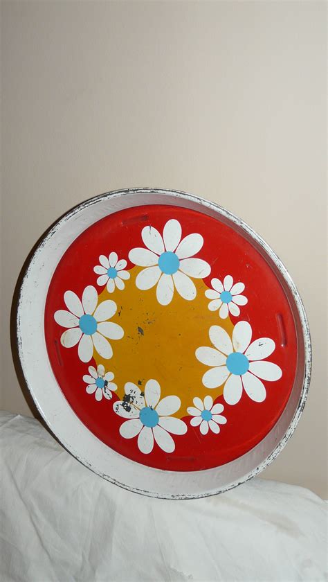 Taca Metalowa Kwiaty Prl Patynapl