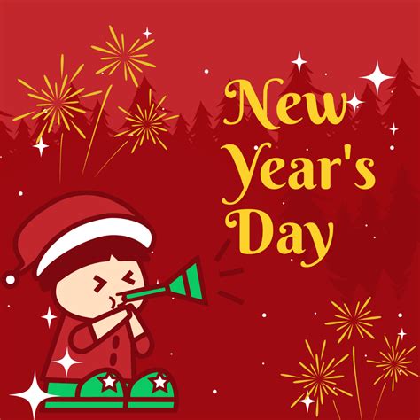 Free New Years Day Cartoon Clipart Template To Edit Online