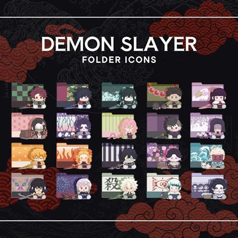 Demon Slayer Kimetsu No Yaiba Kny Folder Icons Digital Download