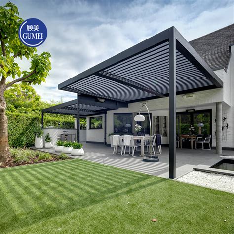 Elegant Pergola With Metal Roof Attached To House For Outdoor Living Space