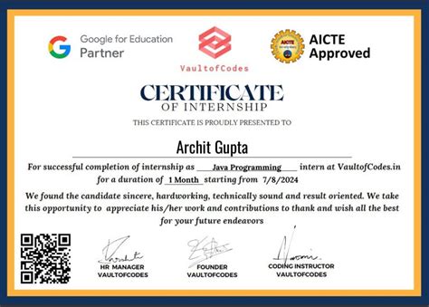 Archit Gupta On Linkedin Vaultofcodes Javaprogramming Internship Training Coding Skills