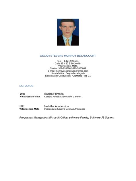 Oscar Monroy Hoja De Vida 2024 Pdf