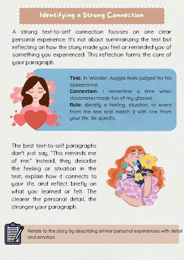 Text To Self Connection Paragraph Writing And Reflection By The