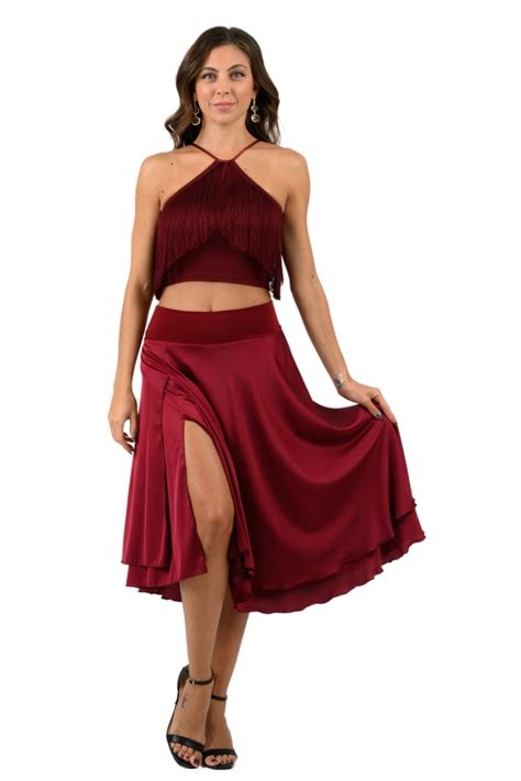 Satin Two Layered Dance Skirt Tango Clothes Condiva