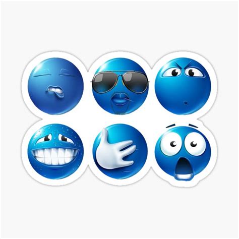Blue Emoji Sticker For Sale By Pun Yetuh Redbubble