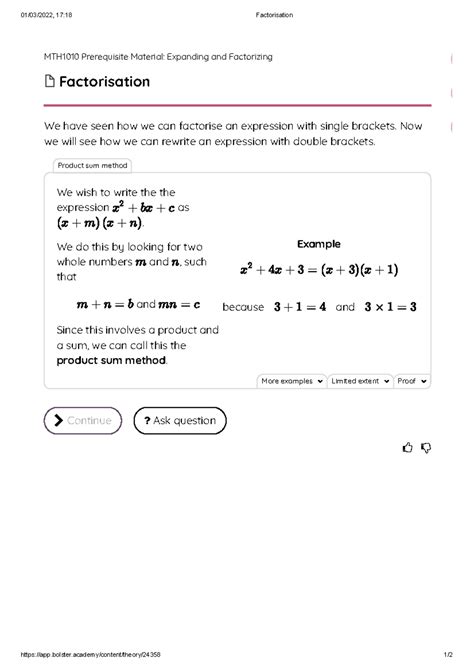Factorisation Notes 01032022 1718 Factorisation Appbolster