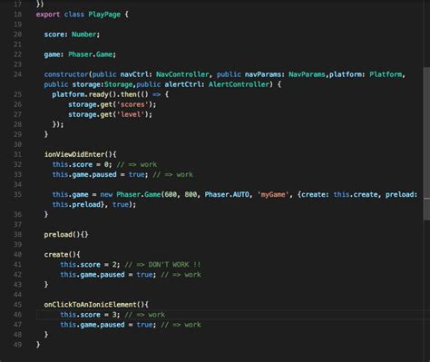 Update A Scope Variable Value With Phaser And Typescript In An Ionic 2 App Stack Overflow