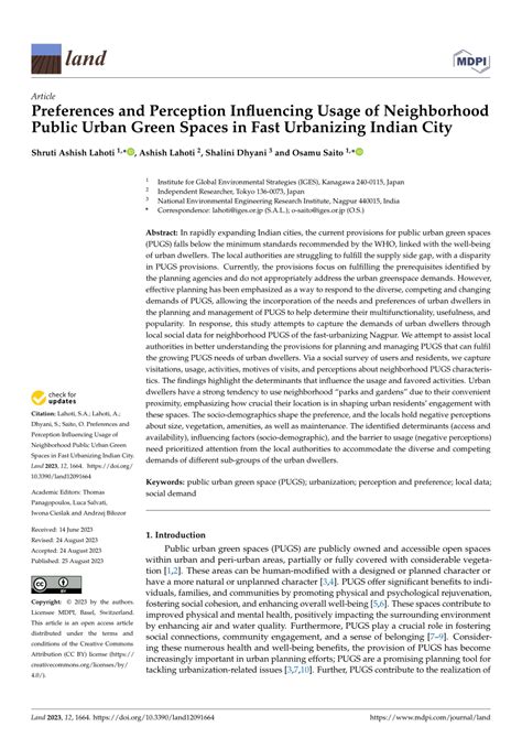 pdf preferences and perception influencing usage of neighborhood