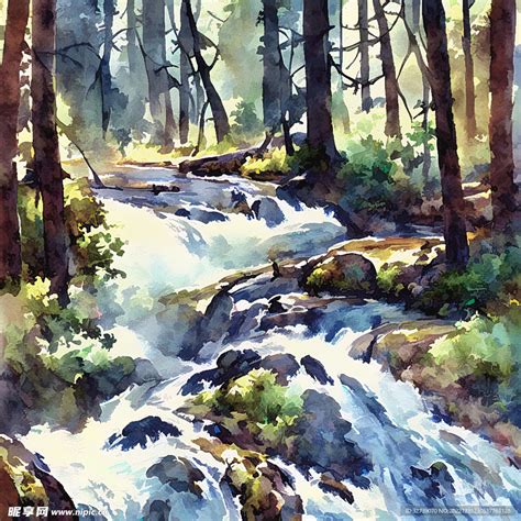 林间小溪设计图自然风光自然景观设计图库昵图网