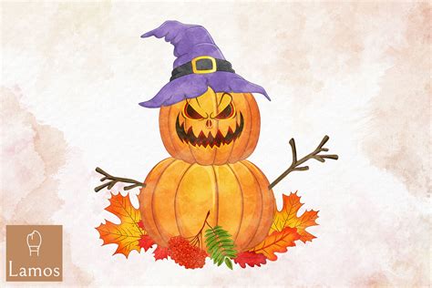 Pumpkin Snowman Halloween Pumpkin By Zemira Thehungryjpeg