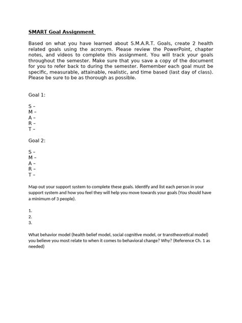 Smart Goal Assignment 1 Pdf