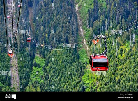 Whistler Peak To Peak Gondola Transports Skiers And Tourists From Whistler Peak To Blackcomb
