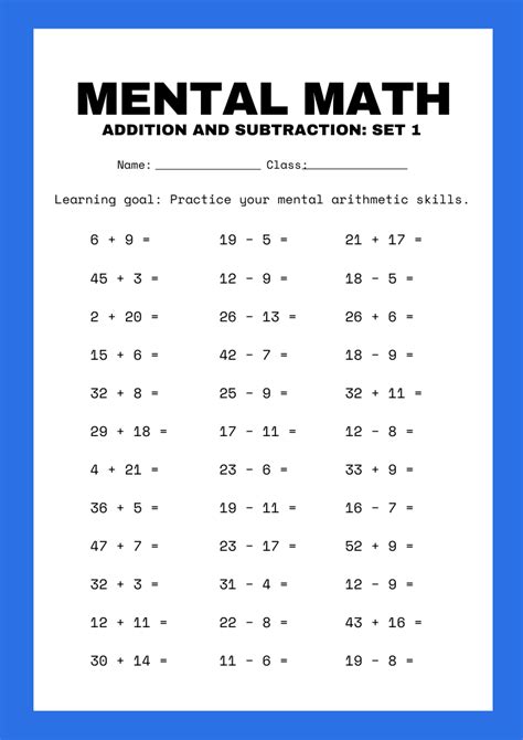 Mathematics Worksheet Mental Math Mental Maths Worksheets Math
