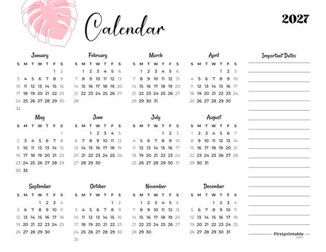 2027 Calendar Printables Free Pdf