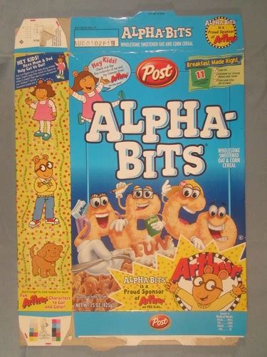 2001 Mt Cereal Box Post Alpha Bits Arthur Y156a7 Ebay
