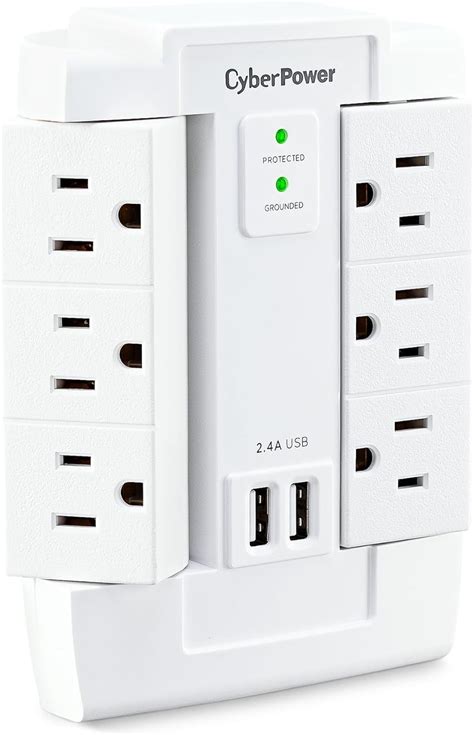 Csp600wsurc2 Surge Protector 1200j125v 6 Swivel Outlets 2 Usb