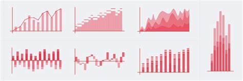 막대 및 영역 차트를 포함한 빨간색 그래프 세트는 재무 추세 및 분석을 보여줍니다 프리젠테이션 및 데이터 중심 프로젝트 가격에 대한 스톡 벡터 아트 및 기타 이미지 Istock