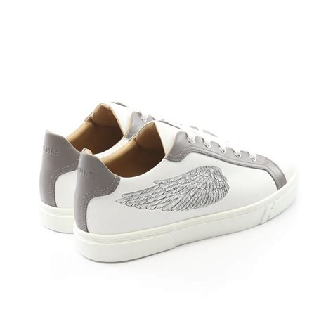 Hermes Velvet Wing Sneakers Shoes Leather Men S White Gray Us Ebay