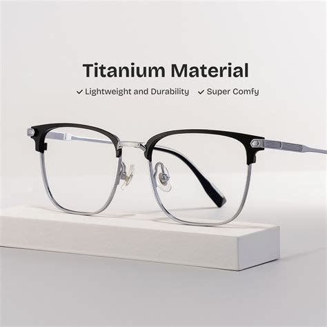 Mens Titanium Eyeglass Frames With Browline Shape