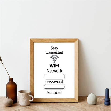 Fillable Wifi Password Sign Printable Wifi Sign Guest Room Printable