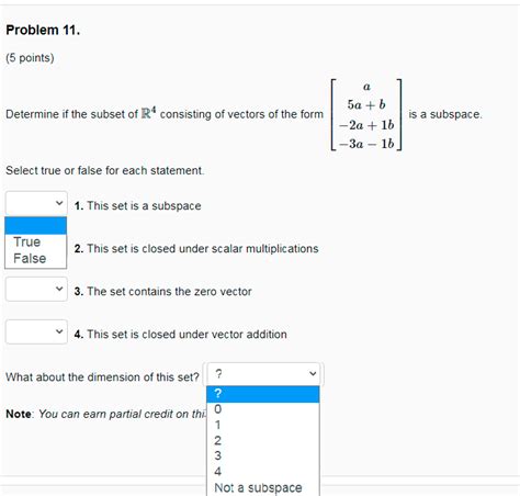Solved Problem Points A Determine If The Subset Of Chegg