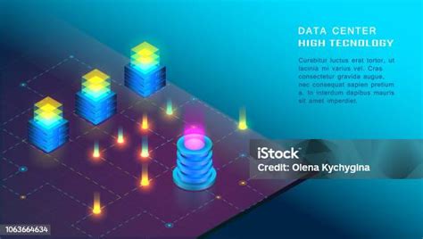 큰 데이터 처리 웹 호스팅 및 서버 룸 컴퓨터의 개념 인터넷 네트워크 통신입니다 큰 데이터 동기화 및 데이터의 저장 3d 평면 디자인입니다 아이소메트릭 벡터 일러스트입니다
