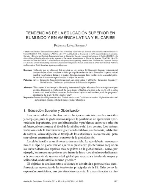 Pdf Tendencias De La EducaciÓn Superior En El Mundo Y En AmÉrica