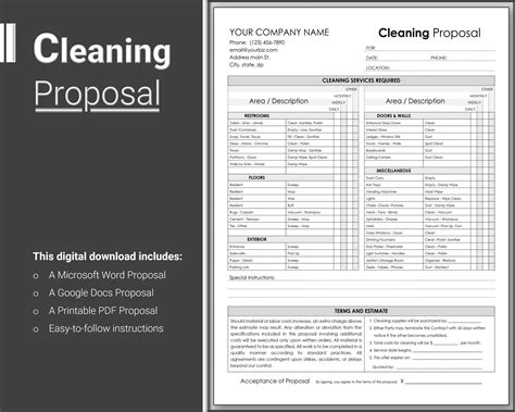 Editable Cleaning Proposal Word Cleaning Estimate Template Etsy