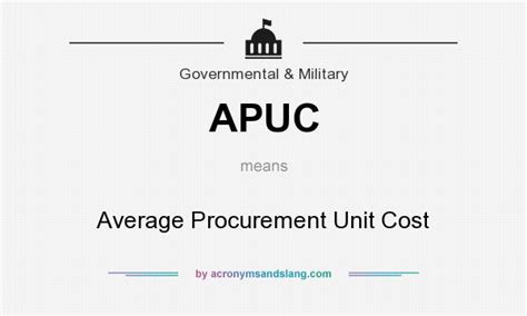 Apuc Average Procurement Unit Cost In Governmental And Military By