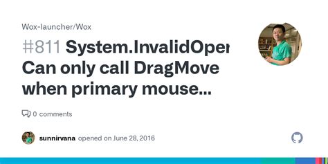 systemvalidoperationexception can only call dragmove when primary