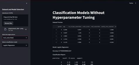 Datascience Machinelearning Streamlit Classificationmodels Technology Kirsten Umali