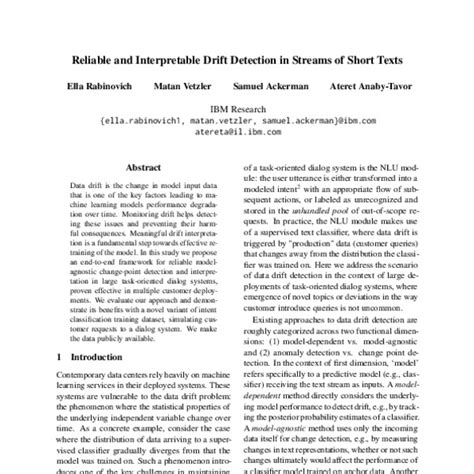 Reliable And Interpretable Drift Detection In Streams Of Short Texts