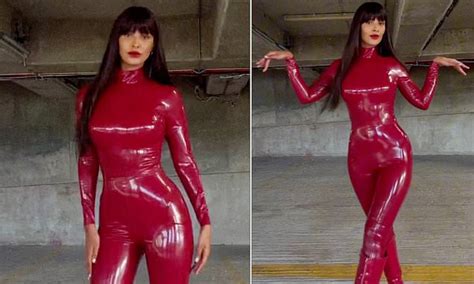 Maya Jama Flaunts Her Jaw Dropping Figure In Red Latex Catsuit For