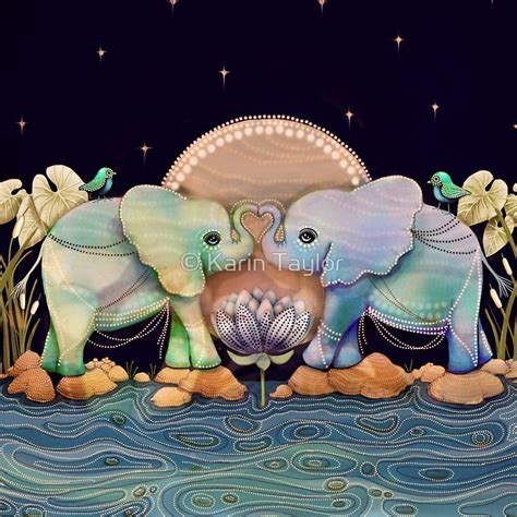 Elephant Illustration Clock Lotus Flower Elephants Of The Rainbow
